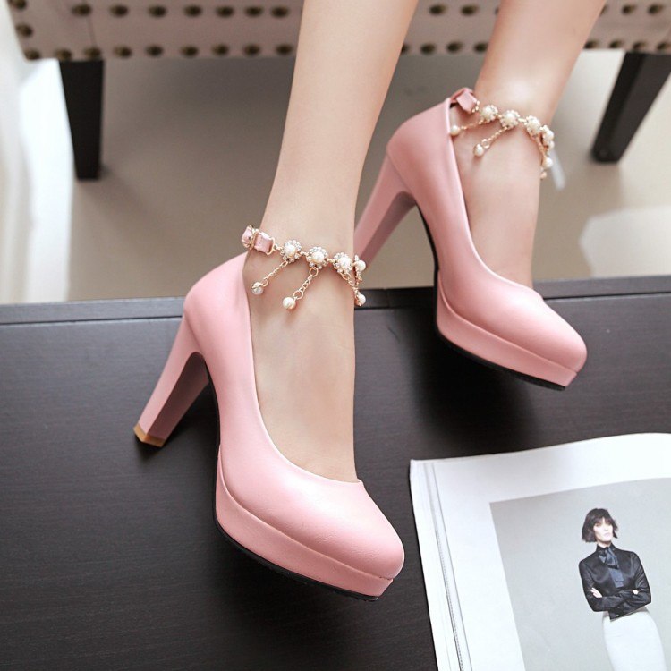 New Classy Platform High Heels Banquet String Bead Pumps Shoes – Verkadi