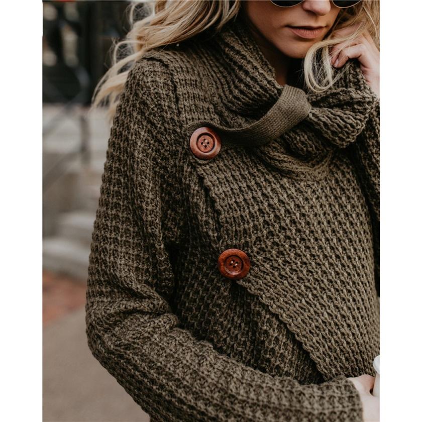Hot Knitted Long Sleeve Scarf Neck Sweater Cardigan – Verkadi