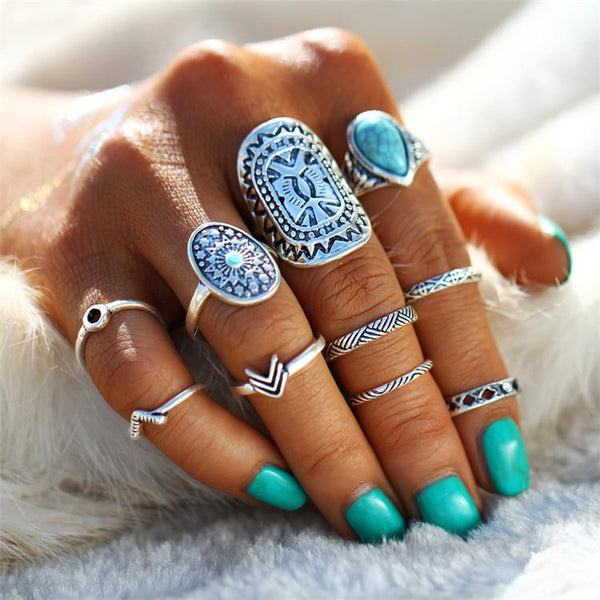 Hip Pattern Mix Finger Midi Vintage Ring Sets – Verkadi