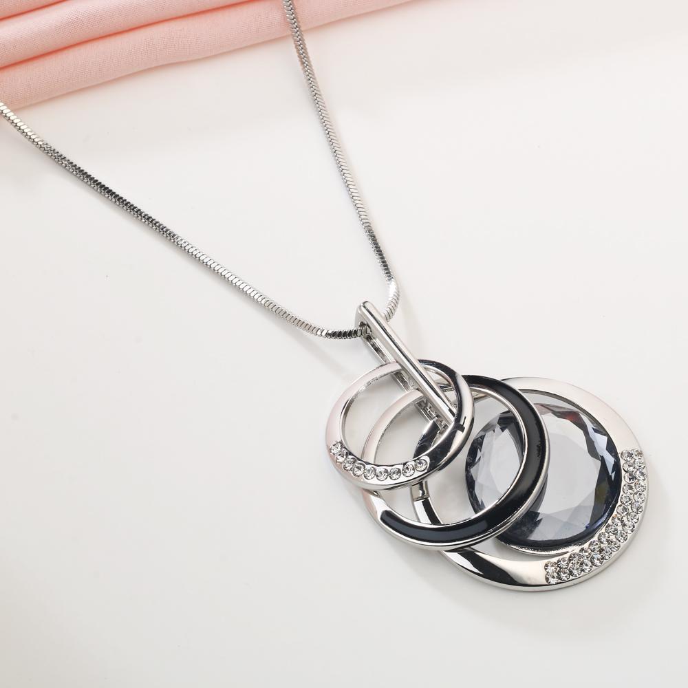 Crystal Round Collier Geometric Statement Pendant