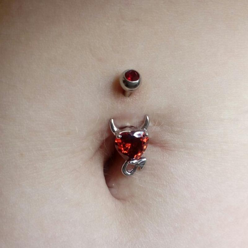 Heart Zircon Crystal Devil Belly Navel Piercing Button Ring – Verkadi