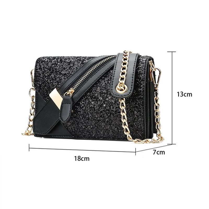 Flap Chains Cross Body Sequins Messenger Shoulder Bag