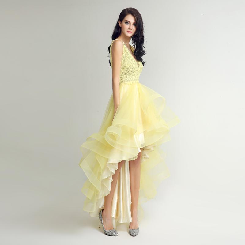 Asymmetrical With Lace Beaded Prom Event Party Dress