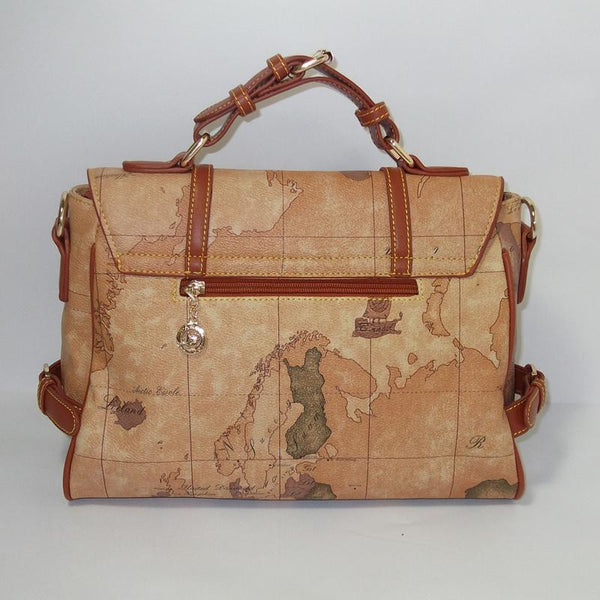Geometric World Map Print Vintage Shoulder Handbag – Verkadi