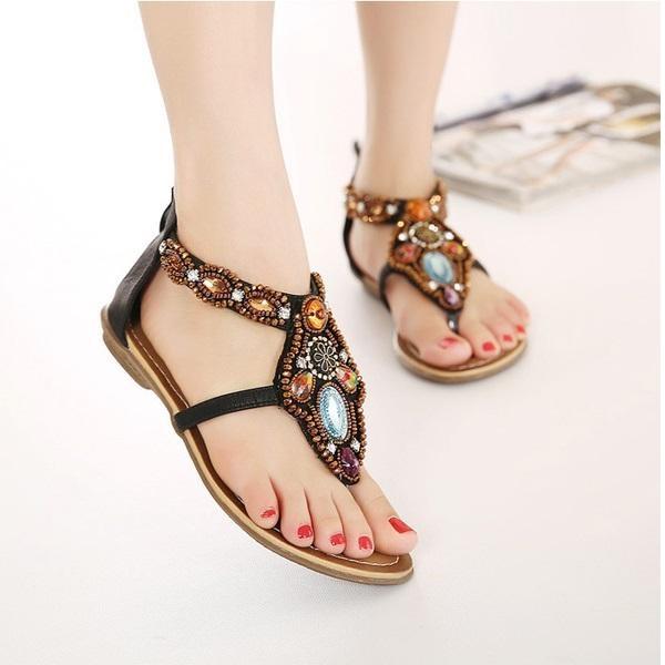 Pearl Rhinestone Handmade Multi Color Beaded Sandals – Verkadi