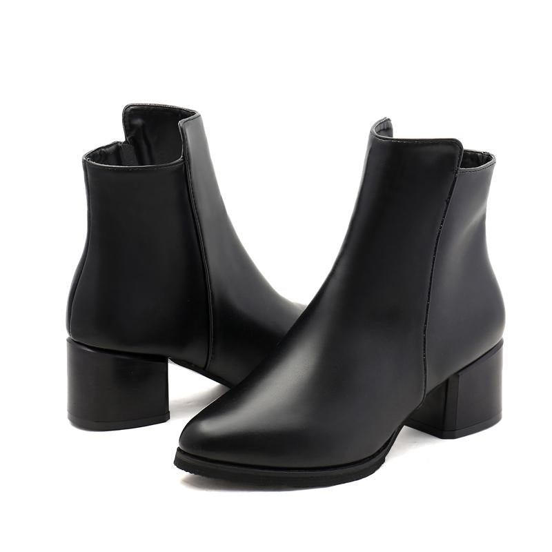 Classy Professional Wear Chunky High Heels Ankle Boots