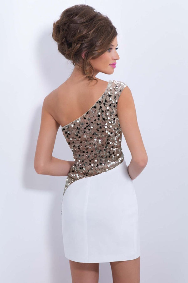 Sexy One Shoulder Side Split Elegant Women Party Mini Dress