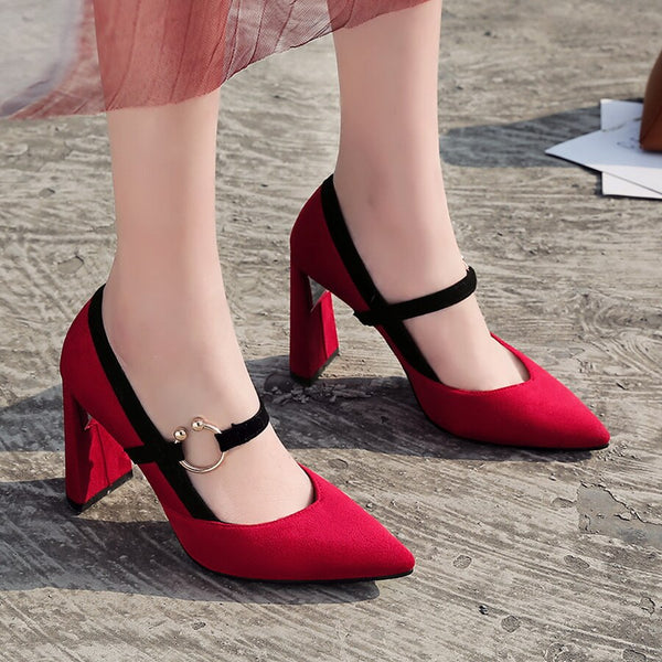 Elegant Pointed Toe High Square Heels Women Pumps – Verkadi