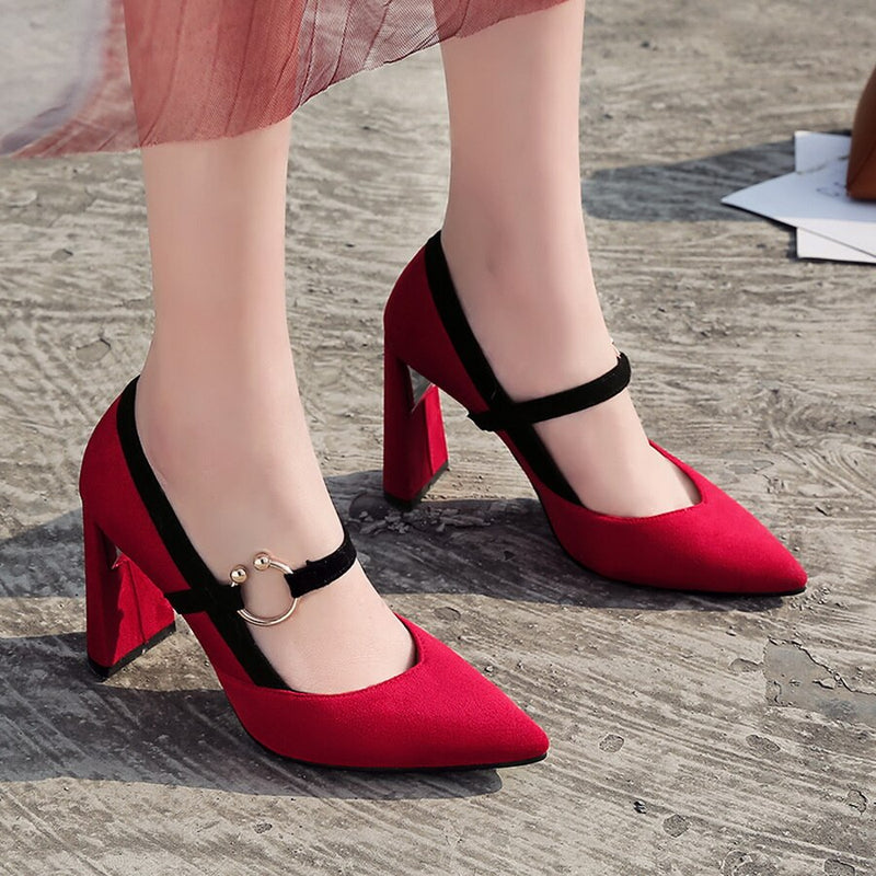 Elegant Pointed Toe High Square Heels Women Pumps – Verkadi