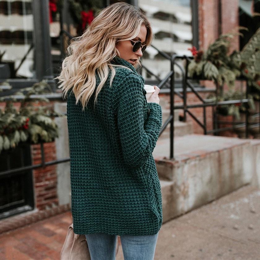 Hot Knitted Long Sleeve Scarf Neck Sweater Cardigan – Verkadi