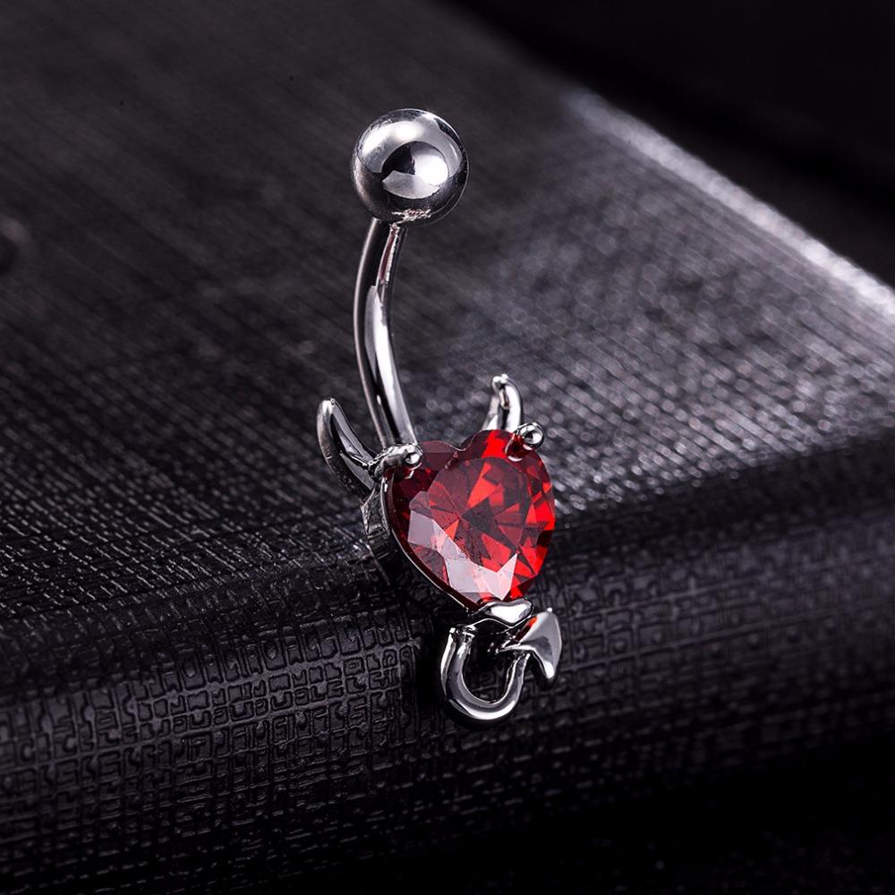Heart Zircon Crystal Devil Belly Navel Piercing Button Ring – Verkadi