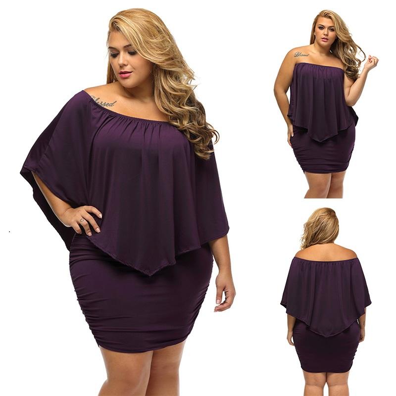 Sexy Off Shoulder Multiple Layered Plus Size Mini Dress – Verkadi