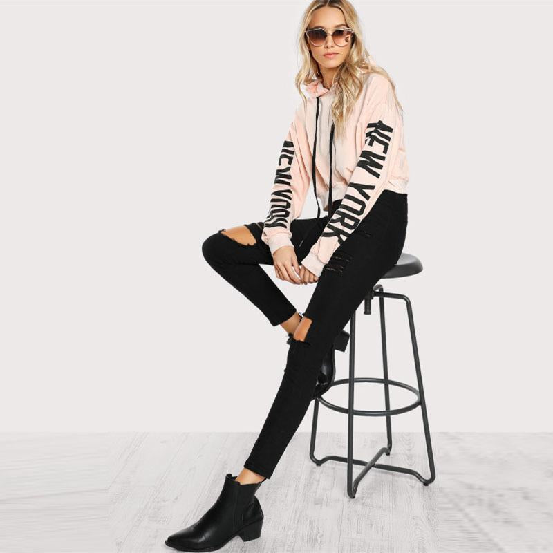 Drop Shoulder Pink Long Sleeve Hooded Top – Verkadi