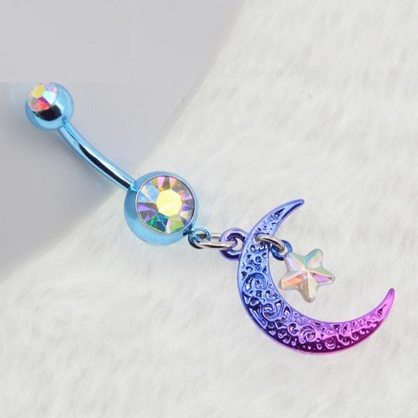 Rainbow Plated Star Navel Piercing Belly Button Ring – Verkadi