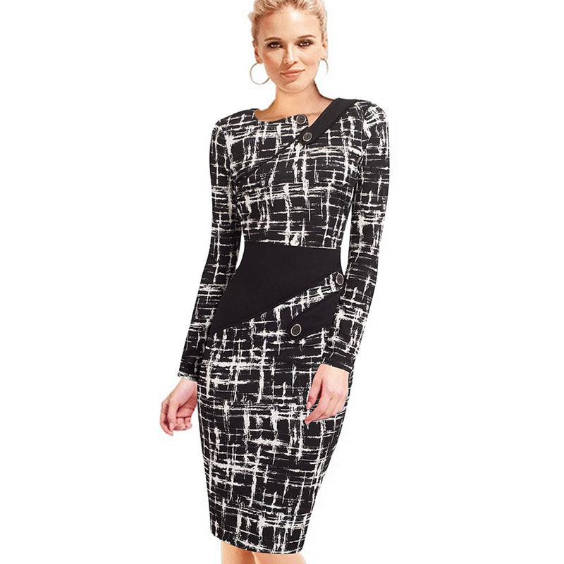 Tunic Sheath Patchwork Line Asymmetrical Work Dress – Verkadi
