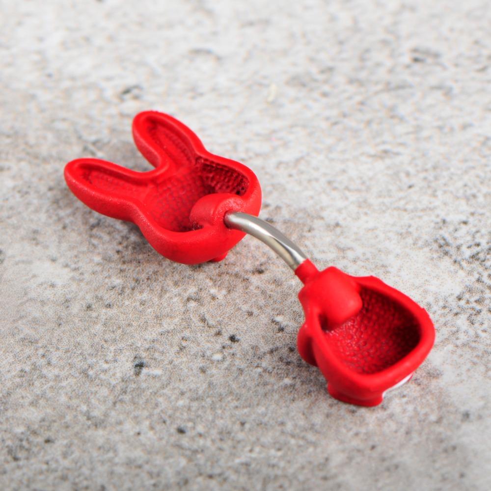Red Bunny Navel Belly Button Piercing Ring