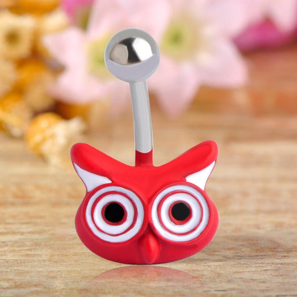 Red Enamel Fox Navel Piercing Belly Button Ring
