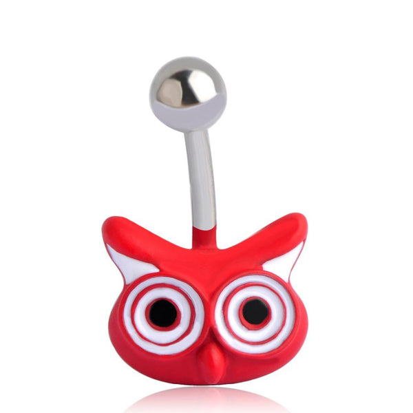 Red Enamel Fox Navel Piercing Belly Button Ring