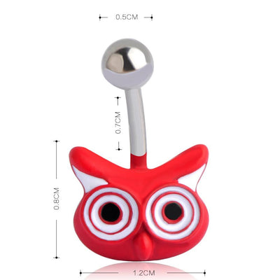 Red Enamel Fox Navel Piercing Belly Button Ring
