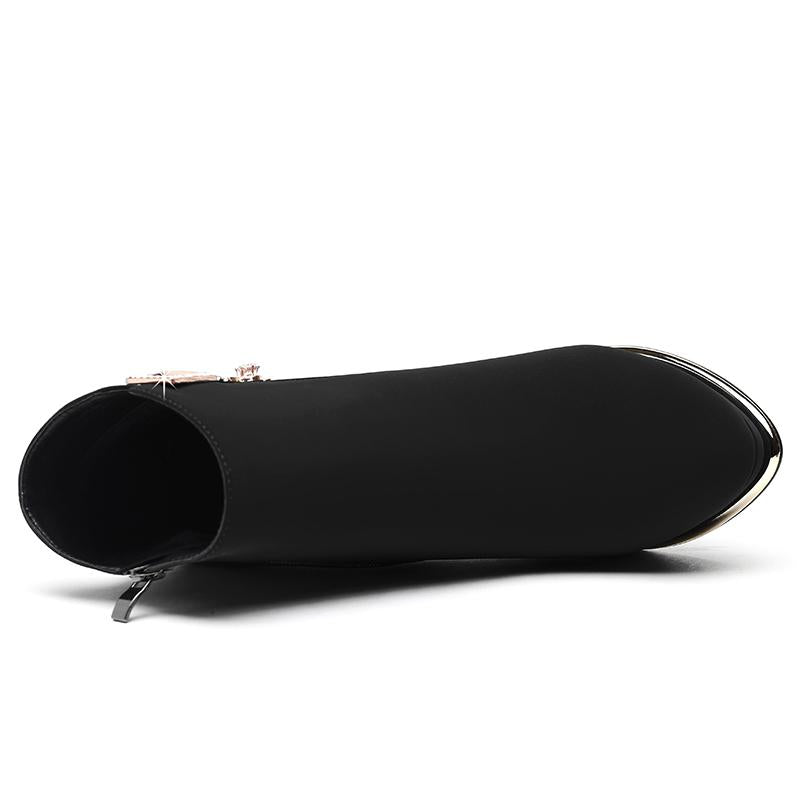 Suede Chelsea High Heel Mid Calf Boots Shoes