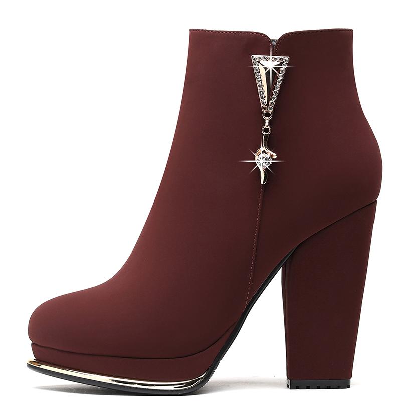 Suede Chelsea High Heel Mid Calf Boots Shoes