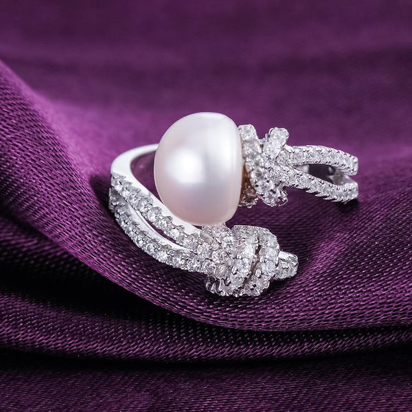 Sterling Silver CZ Clear Open Pearl Ring – Verkadi
