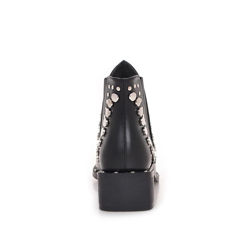 Pointed Toe Black Ankle Riveted High Street Style Boots