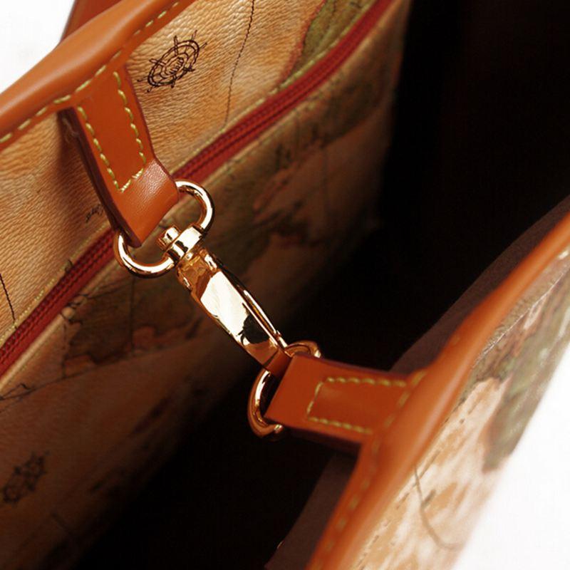 Pu Leather Vintage World Map Printed Handbag – Verkadi
