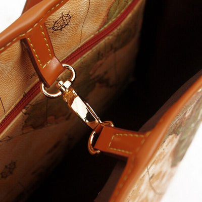 Pu Leather Vintage World Map Printed Handbag – Verkadi