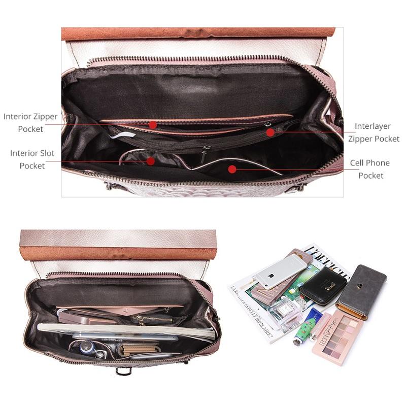 Backpack Style Split Leather Waterproof Travel Handbag