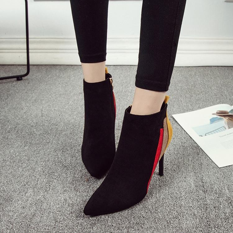 Multi Color Patchwork High Heels Chelsea Ankle Boots