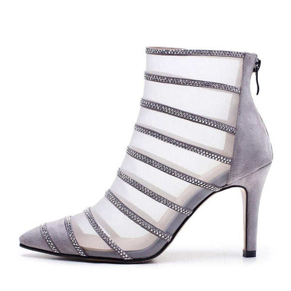 Net Pointed Toe High Heels Rhinestone Pump Shoes – Verkadi