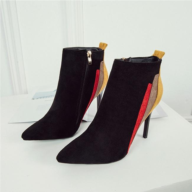 Multi Color Patchwork High Heels Chelsea Ankle Boots